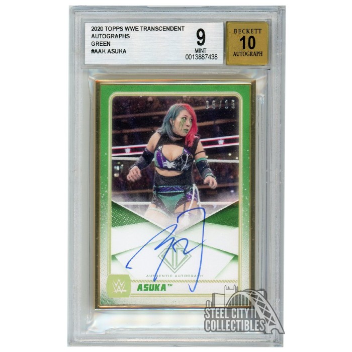 Asuka 2020 Topps Transcendent WWE Green Autograph Card 08/15 BGS 9 ...