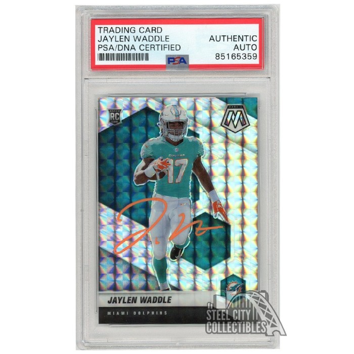 Jaylen Waddle 2021 Panini Mosaic Silver Mosaic Autograph Rookie Card ...