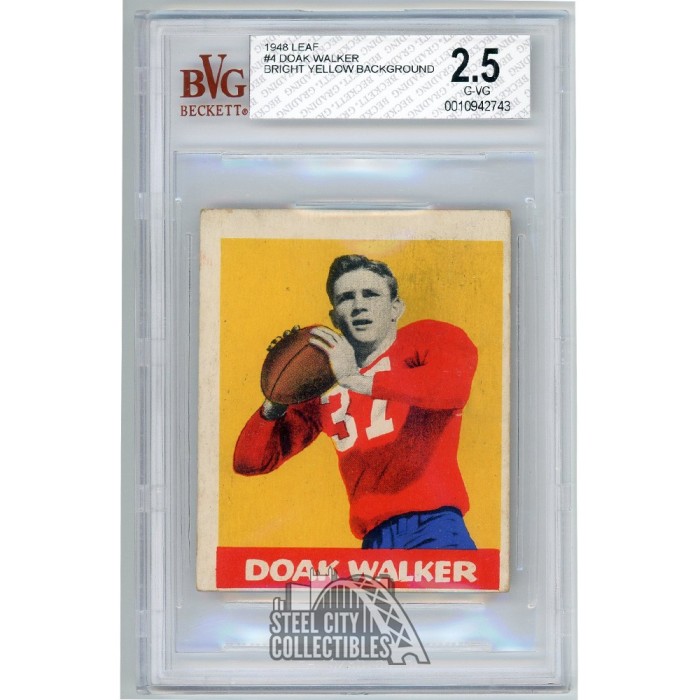 Doak Walker 1948 Leaf Bright Yellow Background Rookie Card #4 BVG 2.5 G ...