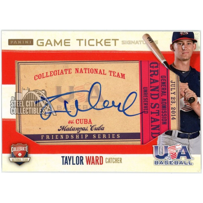 Taylor Ward 2014 Panini USA Box Set Game Ticket Signatures Autograph ...