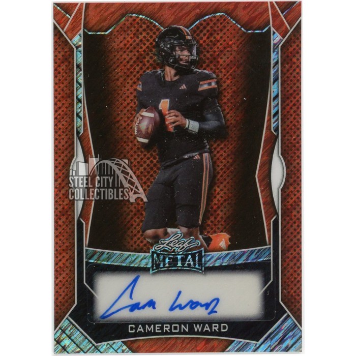 Cameron Cam Ward 2025 Leaf Metal Orange Shimmer Rookie Autograph #MA ...