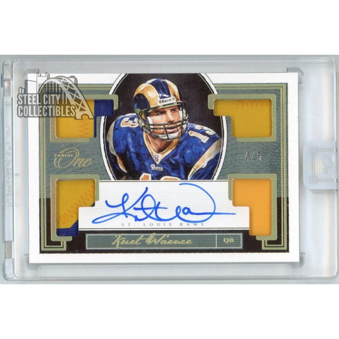 Kurt Warner 2018 Panini One Quad Patch Autograph Card #100 4/5 | Steel ...