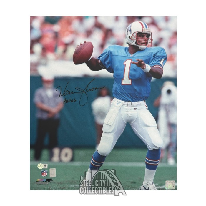 Warren Moon HOF 06 Autographed Houston 16x20 Football Photo - BAS (Blue ...