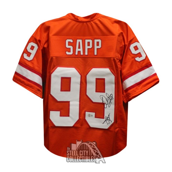 Warren Sapp HOF Autographed Tampa Bay Custom Orange Football Jersey ...