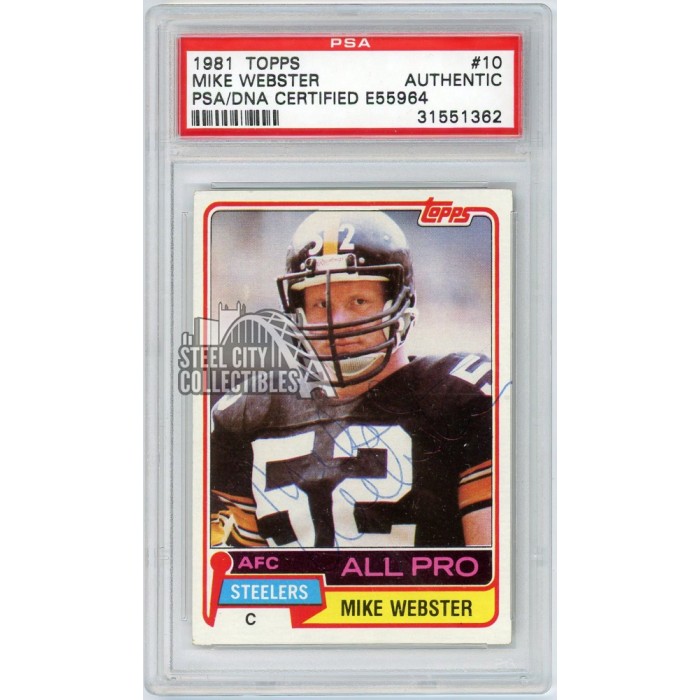 Mike Webster 1981 Topps Football Autograph Card #10 PSA/DNA | Steel ...