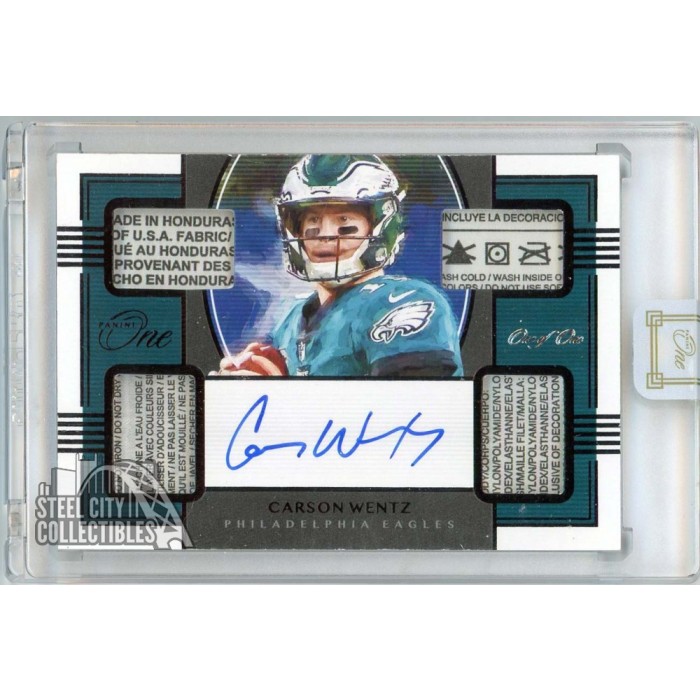 Carson Wentz 2019 Panini One Quad Tag Patch Autograph Card #89 1/1 ...