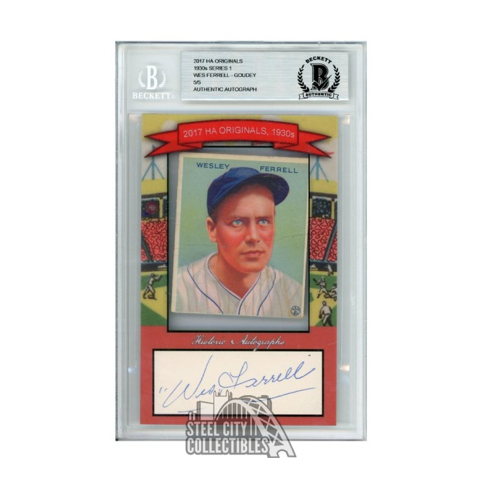 Wes Ferrell Autographed 2017 HA Originals 1930s Series 1 Goudey 5/5 - BAS | Steel City Collectibles
