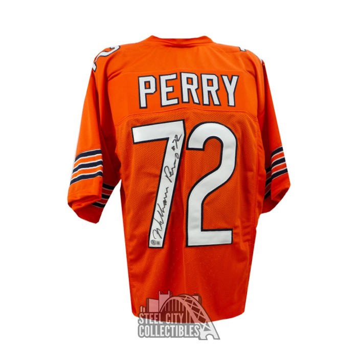 William Perry Autographed Chicago Custom Orange Football Jersey - BAS ...