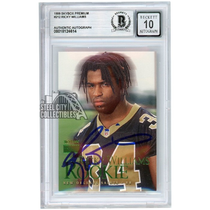 Ricky Williams 1999 Skybox Premium Rookie Autograph Card #212 BAS 10 ...