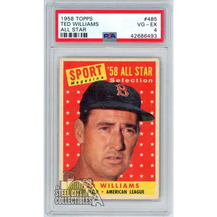 Ted Williams 1958 Topps All Star Card #485 PSA 4 VG-EX | Steel City ...