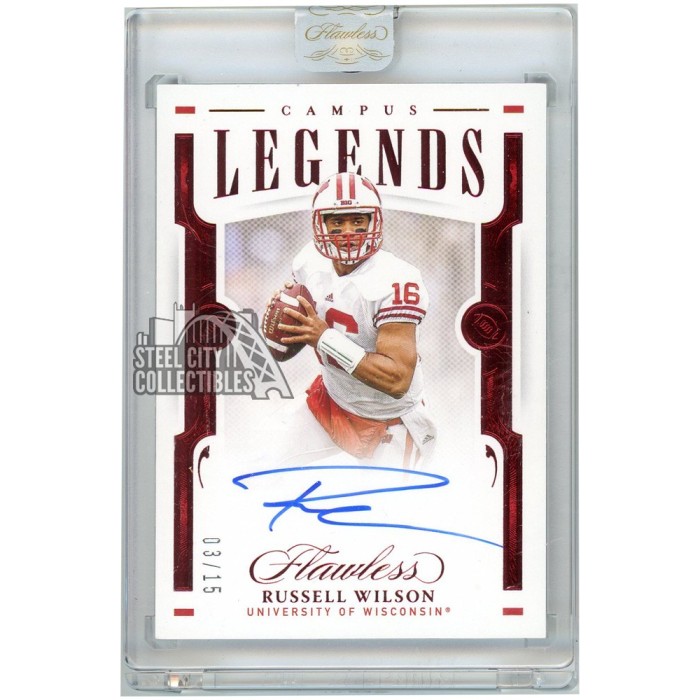 Russell Wilson 2021 Panini Flawless Collegiate Campus Legends Red Auto ...