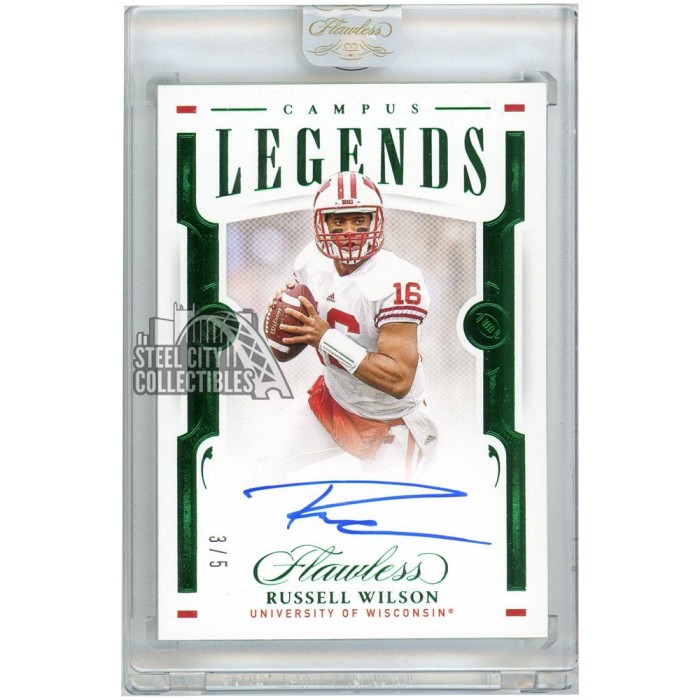 Russell Wilson 2021 Panini Flawless Collegiate Campus Legends Green ...