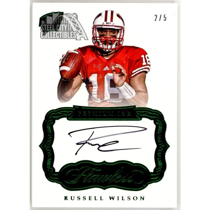Russell Wilson 2017 Panini Flawless Collegiate Premium Ink Emerald Auto ...