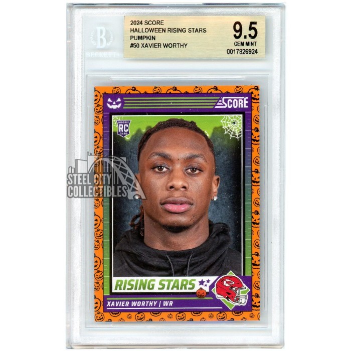 Xavier Worthy 2024 Panini Score-A-Treat Pumpkin Rookie Card #50 BGS 9.5 ...