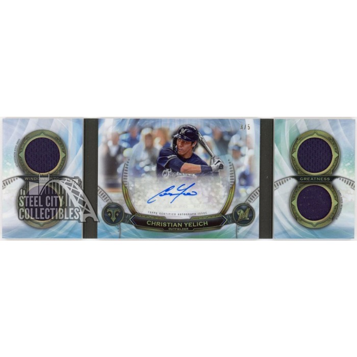 Christian Yelich 2019 Topps Triple Threads Windows Into Greatness Relic ...