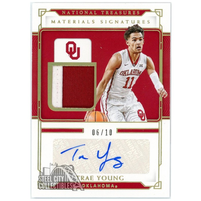 Trae Young 2021-22 Panini National Treasures Collegiate Patch Autograph ...