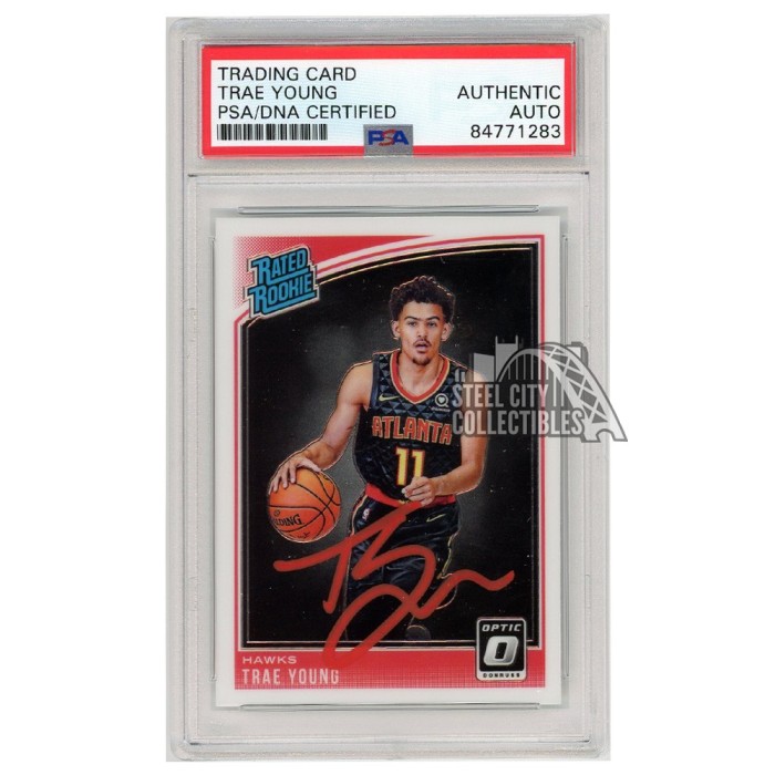 Trae Young 2018-19 Panini Donruss Optic Rated Rookie Autograph RC Card ...