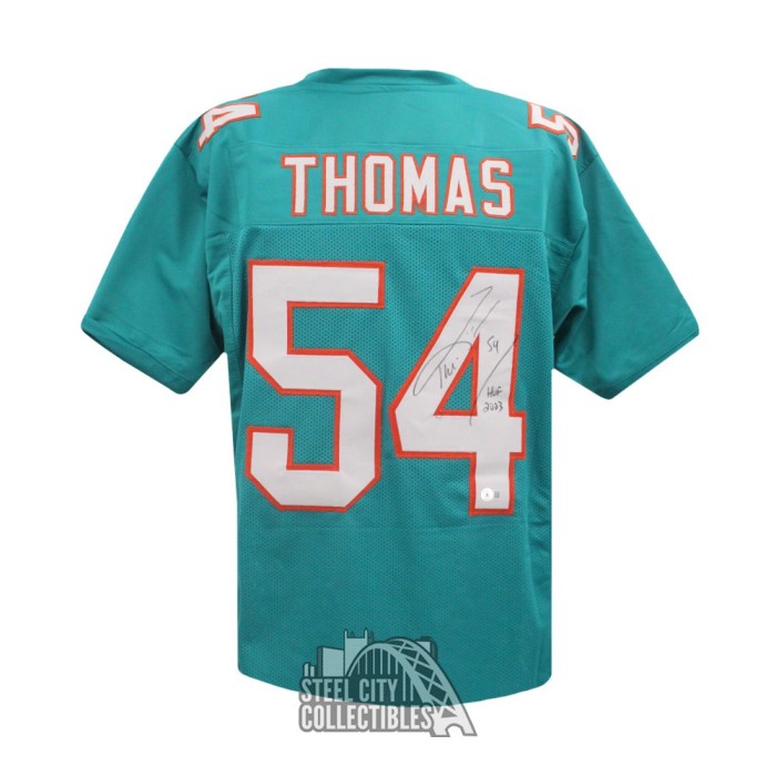 Zach Thomas HOF 2023 Autographed Miami Custom Teal Football Jersey ...