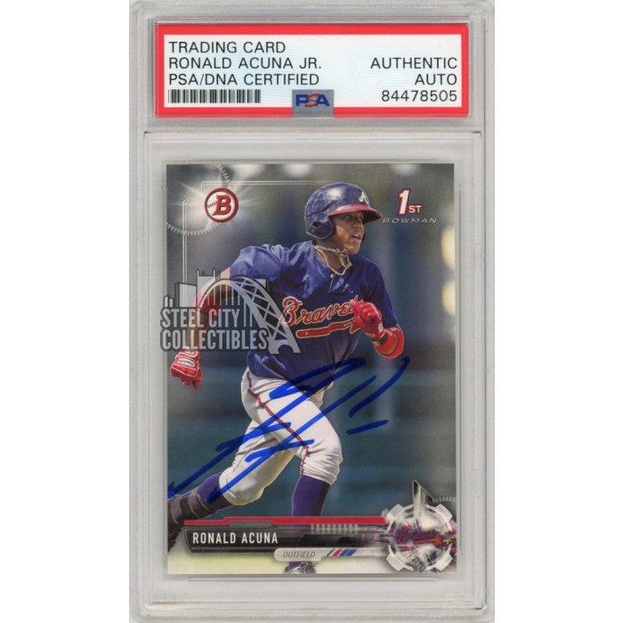 Ronald Acuna Jr 2017 Bowman 1st Prospect Rookie Autograph #BP127 PSA ...