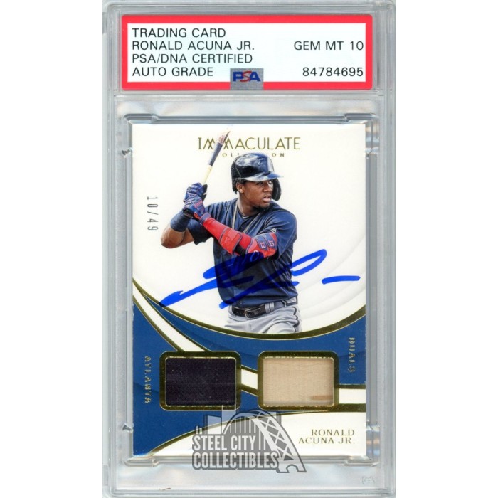 Ronald Acuna 2019 Panini Immaculate Autograph Dual Relic /49 #ID-RA PSA ...