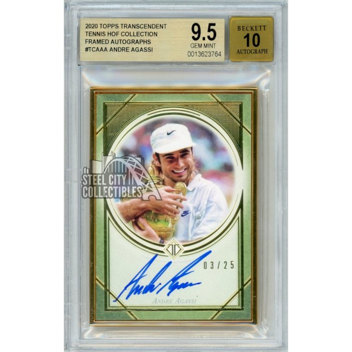 Andre Agassi 2020 Topps Transcendent Tennis Autograph Card 3/25 BGS 9.5 ...