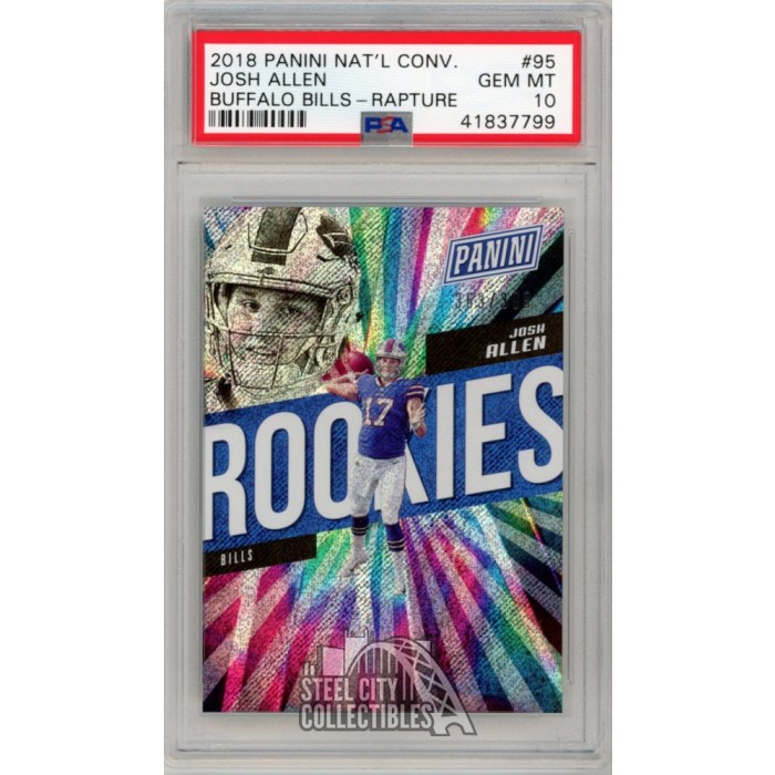 Josh Allen 2018 Panini National Rapture Rookie Card #95 363/399 PSA 10 ...