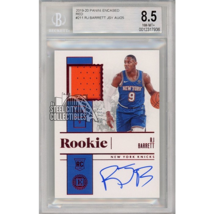 RJ Barrett 2019-20 Panini Encased Red Autograph Rookie Patch Card #211 ...