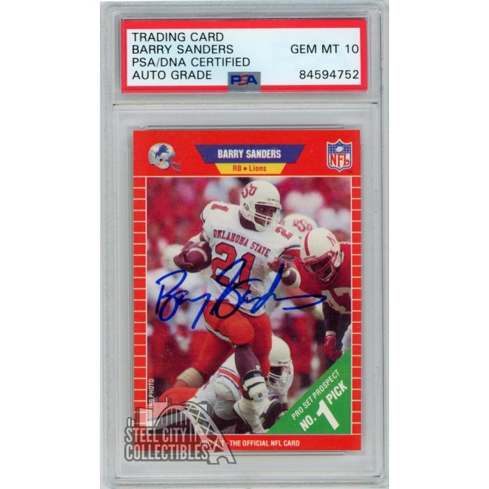 Barry Sanders 1989 Pro Set Autograph Rookie Card #494 PSA/DNA 10 ...