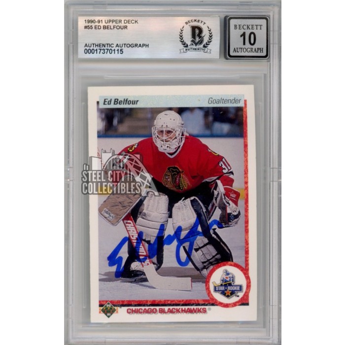 Ed Belfour 1990-91 Upper Deck Autograph Rookie Card #55 BAS 10 | Steel ...