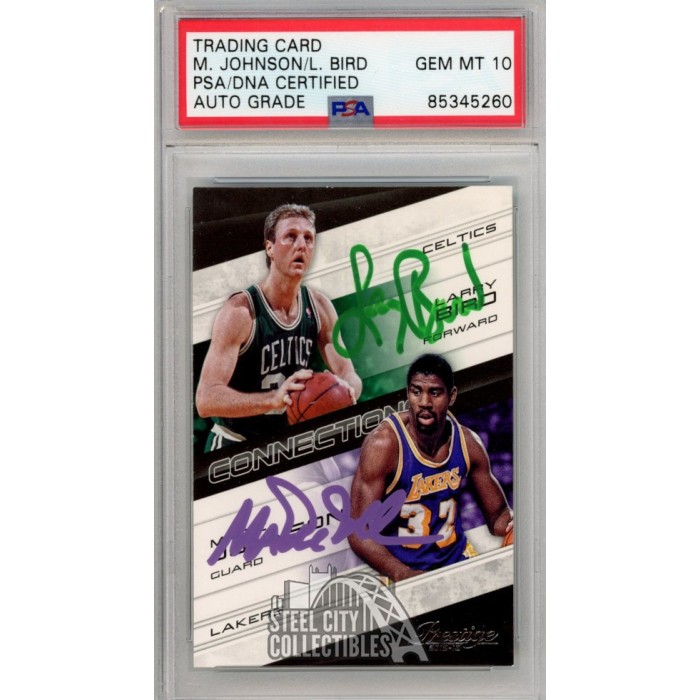 Larry Bird/Magic Johnson 2012-13 Prestige Autograph Card #25 PSA/DNA 10 (Paint) | Steel City ...
