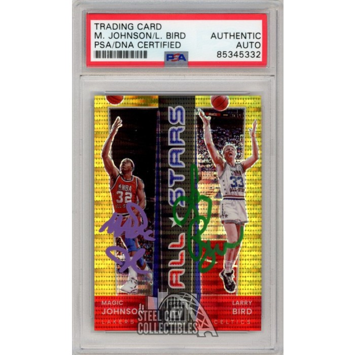 Magic Johnson/Larry Bird 2021-22 Optic All Stars Gold Autograph Card 08/10 #13 PSA/DNA (Paint ...