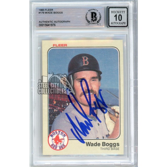 Wade Boggs 1983 Fleer Autograph Rookie Card RC #179 BAS 10 | Steel City Collectibles