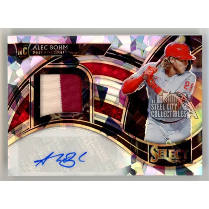 Alec Bohm 2021 Panini Select Cracked Ice Autograph Rookie Patch Card 07 ...