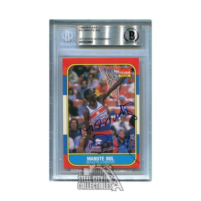Manute Bol 1986-87 Fleer Basketball Autograph Auto Card - BGS | Steel ...