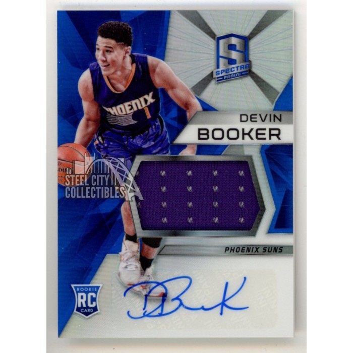 Devin Booker 2015-16 Panini Spectra Blue Autograph Rookie Jersey Card ...