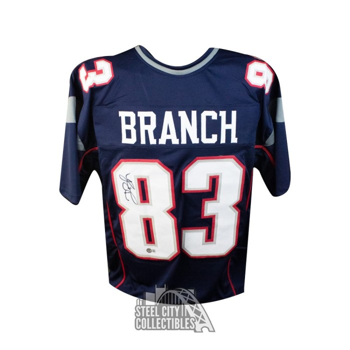 Deion Branch Autographed New England Custom Blue Football Jersey - BAS ...