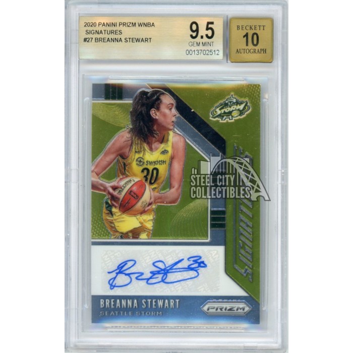Breanna Stewart 2020 Panini Prizm WNBA Signatures Autograph Card BGS 9. ...