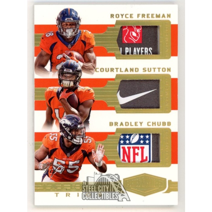 Freeman/Sutton/Chubb 2018 Plates & Patches Triple Logo Tag Patch Rookie ...