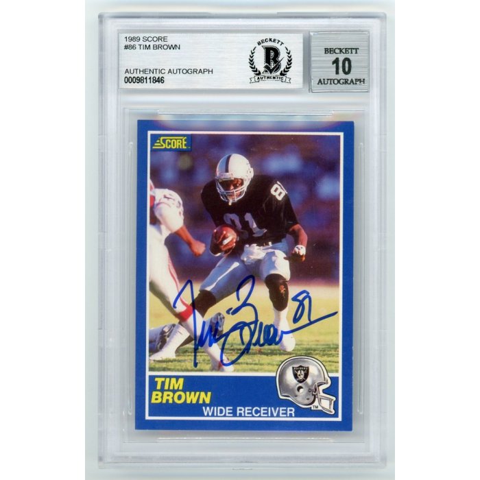 Tim Brown 1989 Score Football Autograph Auto Rookie Card #86 - BAS 10 ...