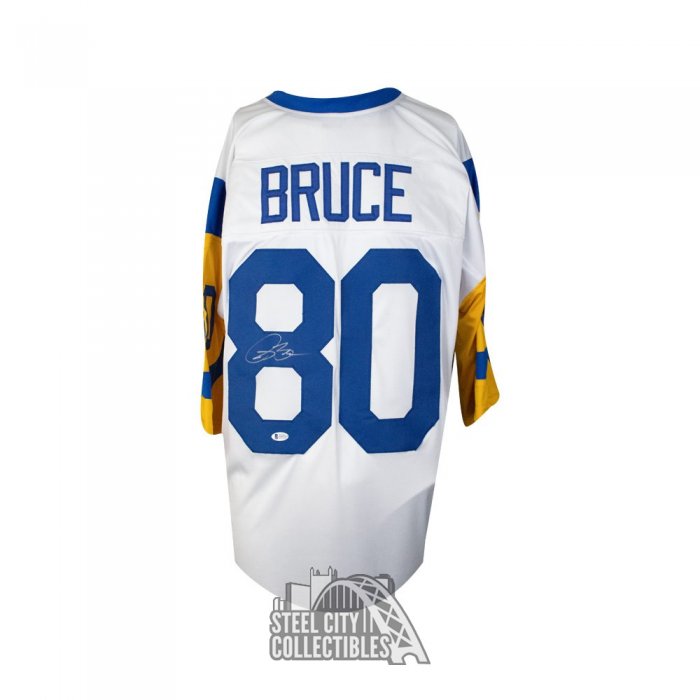 Isaac Bruce Autographed St Louis White Custom Football Jersey - BAS COA ...