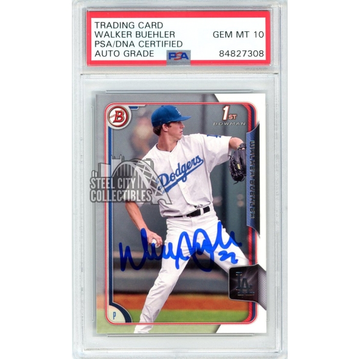 Walker Buehler 2015 Bowman 1st Autograph # Card #46- PSA/DNA 10 | Steel ...