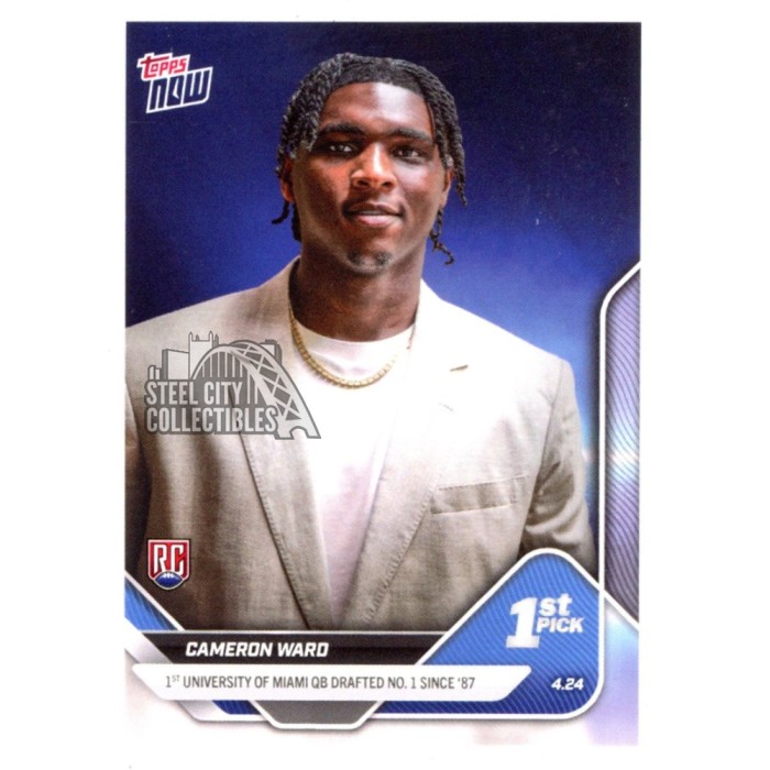 Cameron Ward 2025 Topps Now NFL Draft 1st Pick Rookie Card #D-1 | Steel ...