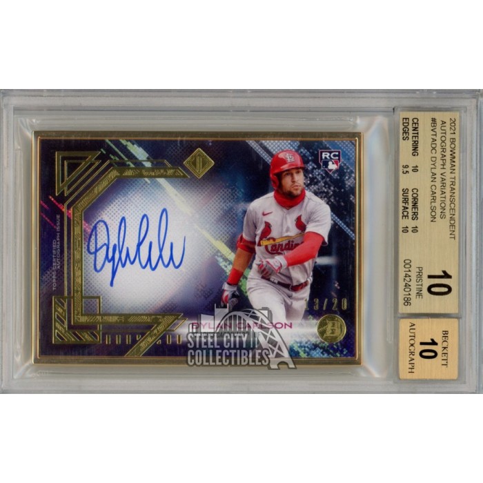 Dylan Carlson 2021 Bowman Transcendent Autograph Rookie Card 13/20 BGS ...
