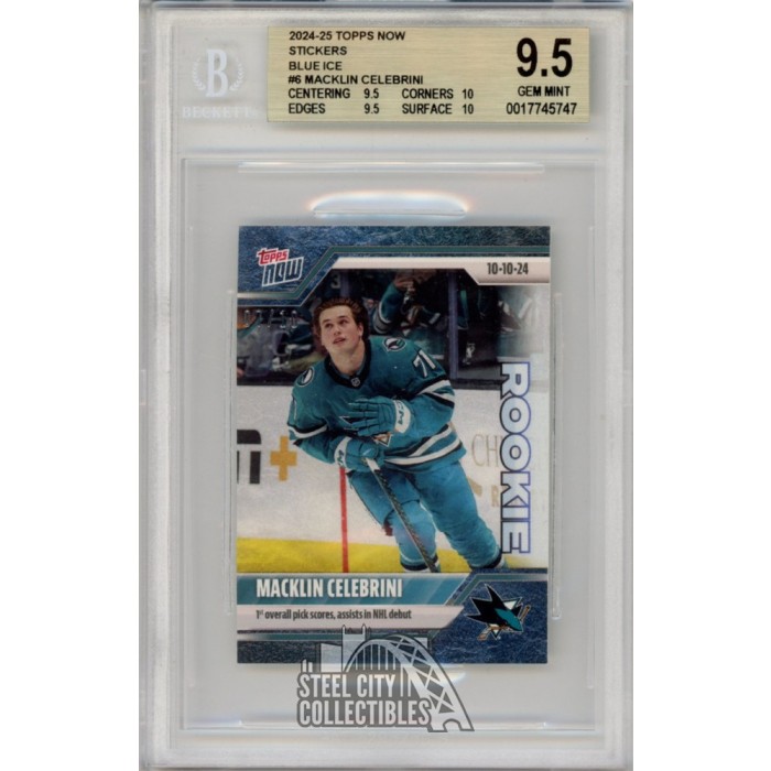 Macklin Celebrini 2024-25 Topps Now Debut Rookie Sticker Blue Ice 07/10 ...