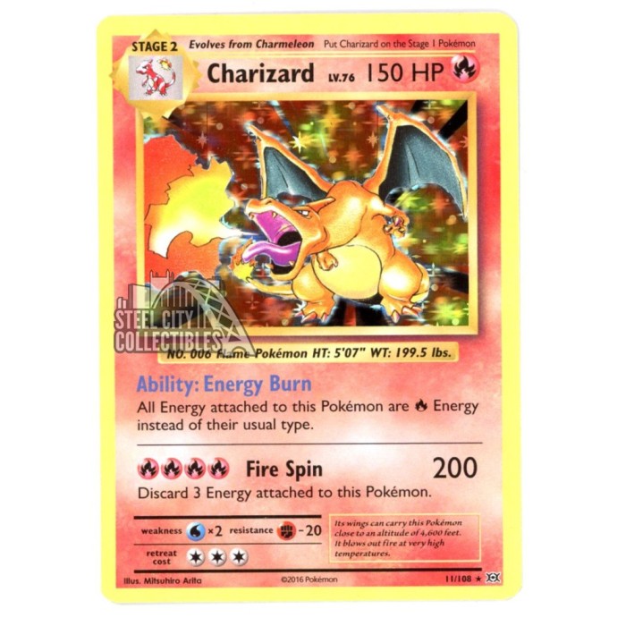 Charizard 2016 Panini XY Evolutions Holo Foil Card 11/108 | Steel City ...