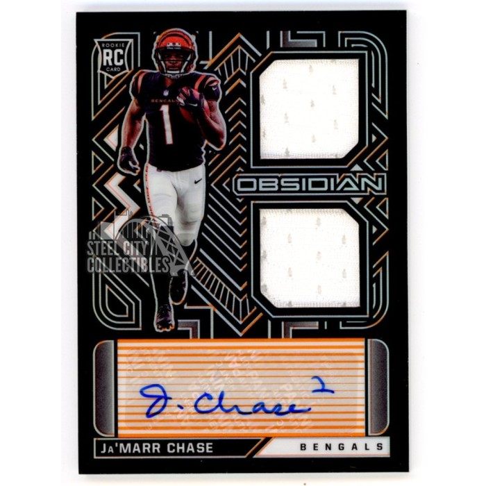 Ja'Marr Chase 2021 Panini Obsidian Football Dual Jersey Autograph ...