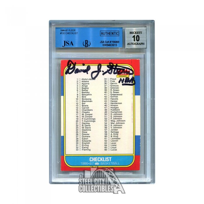 David J Stern 1986-87 Fleer Basketball Autographed Checklist Card - JSA ...