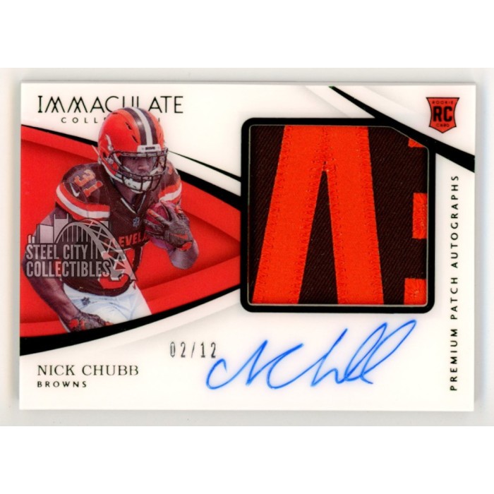 Nick Chubb 2018 Panini Immaculate Green Autograph Rookie Patch Card #PR ...