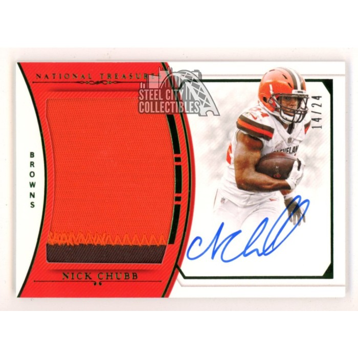 Nick Chubb 2018 Panini National Treasures Autograph Rookie Patch RC # ...