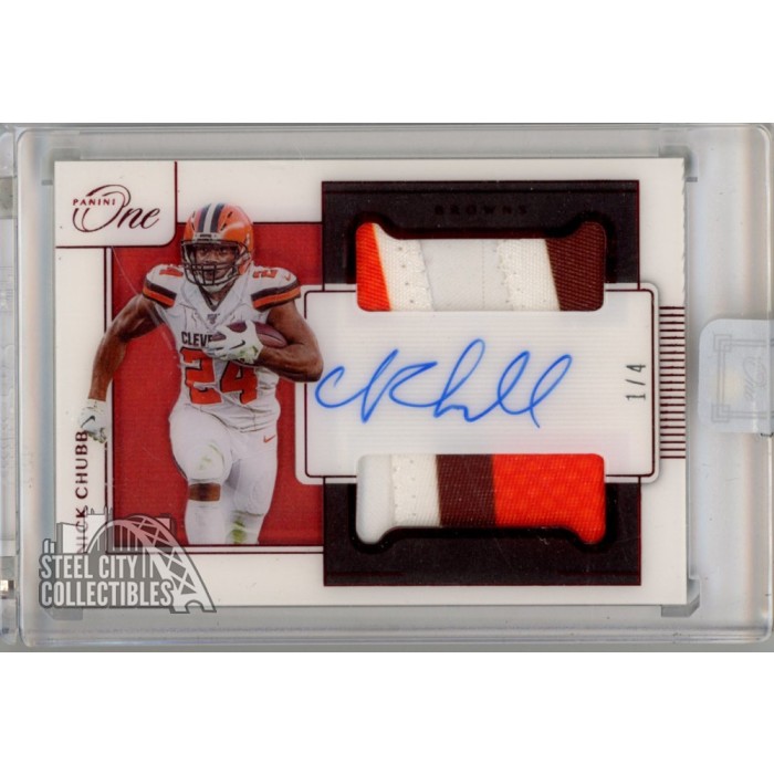 Nick Chubb 2020 Panini One Autograph Patch Card #151 1/4 | Steel City ...